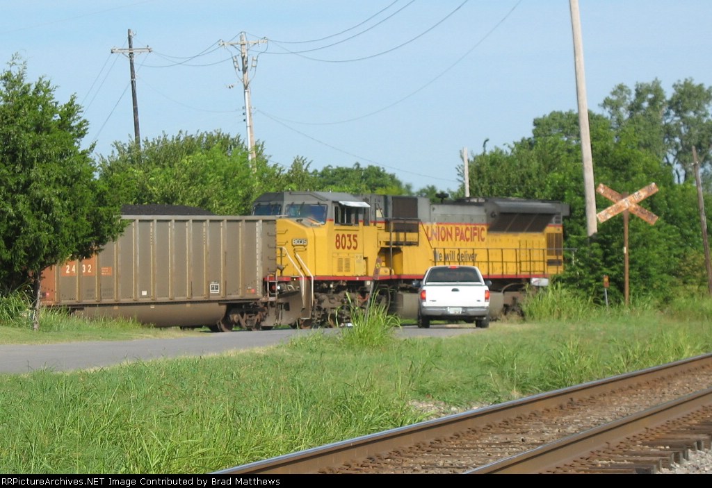 UP 8035 pushing coal